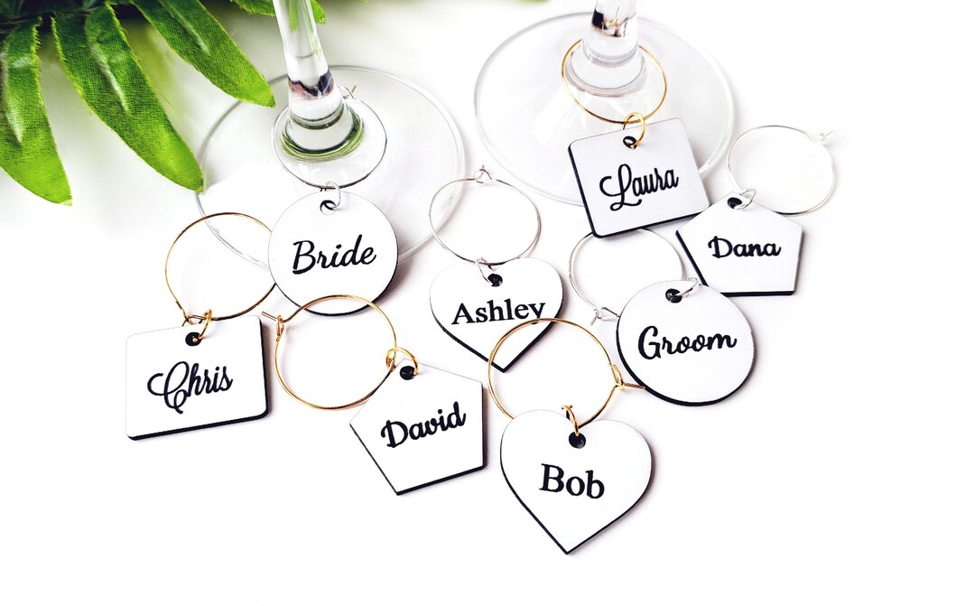 Custom Wine Glass Charms, Table Name Tags, Bridal Shower Party, Place ...