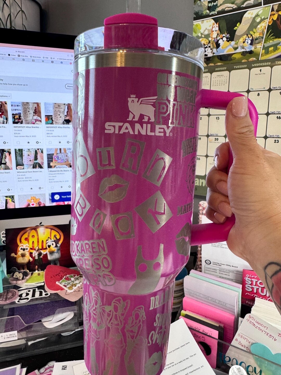 DISCOUNTED AS IS - 40oz Punch Shimmer Stanley Tumbler Laser Engraved ...