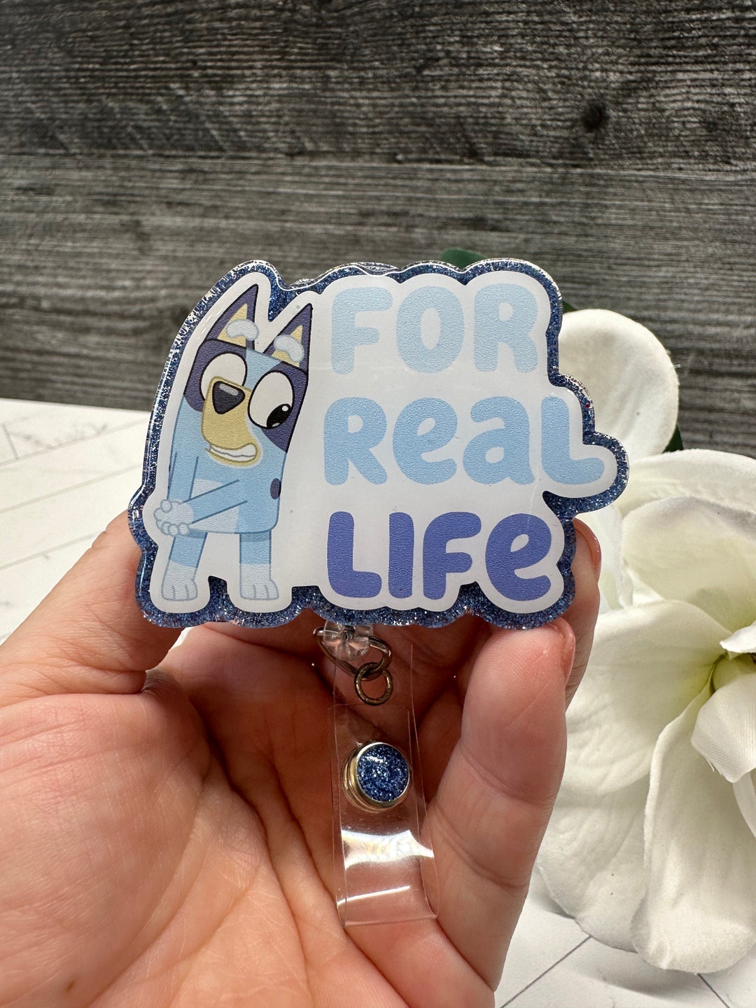 For Real Life Bluey Inspired Badge Reel - Etsy