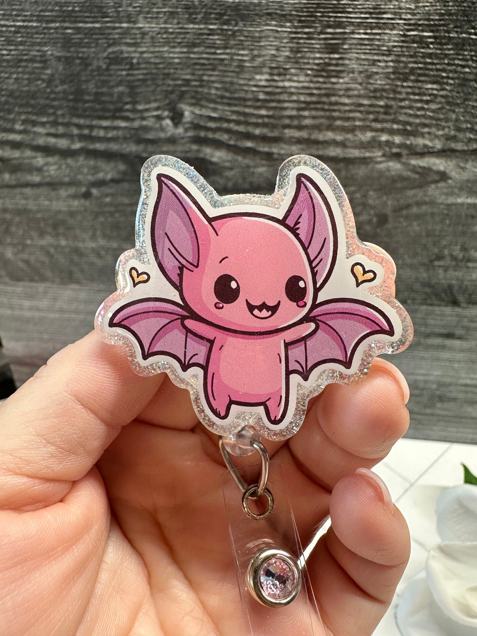 Pink Bat Halloween Badge - Etsy