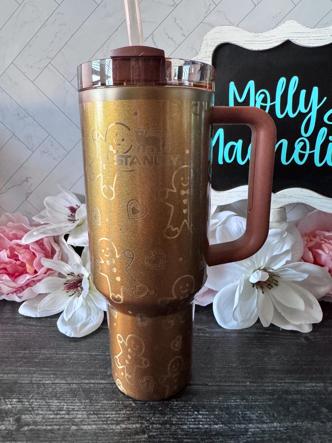 Gingerbread Sugar Cookie Stanley Tumbler: Copper Tinsel Holiday ...