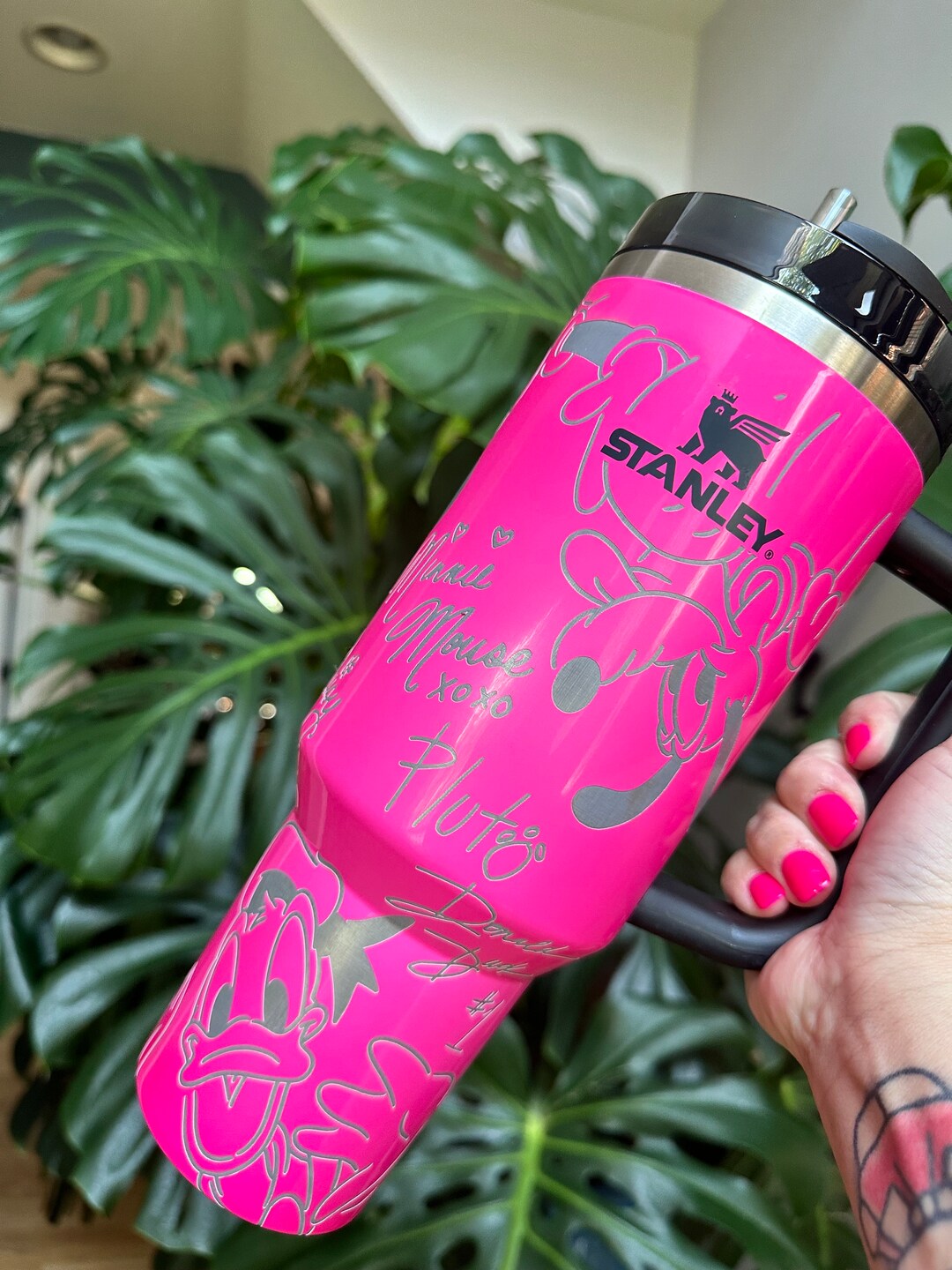 Electric Pink 40oz Stanley Tumbler Engraved With Disney Characters ...