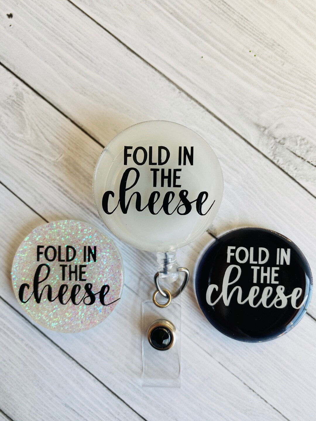 Fold in the Cheese Badge Reel - Etsy UK