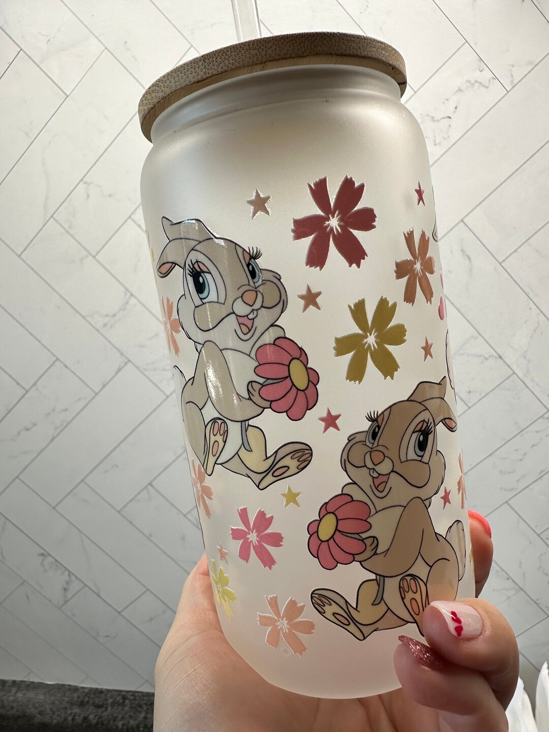Thumper Floral Glass Can - Etsy