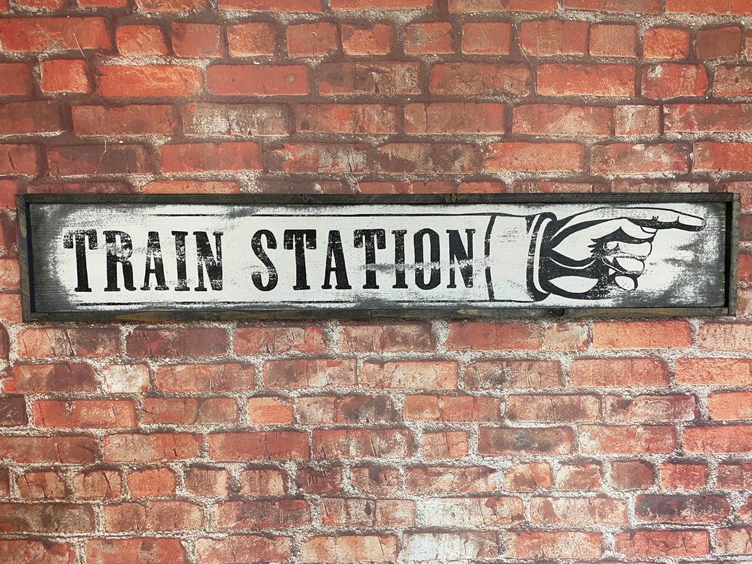 Hand Painted Train Station Wood Sign: Vintage Inspired Rustic Decor - Etsy