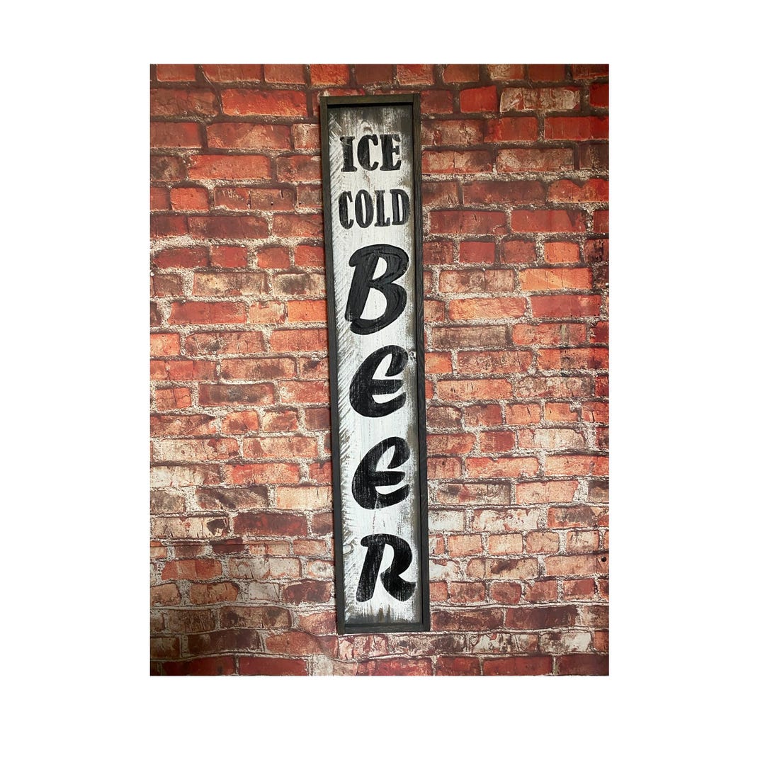 Hand Painted "ice Cold Beer" Wood Sign, Vintage Style - Etsy