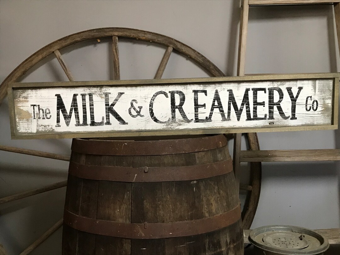 Vintage Store Sign MILK & CREAMERY Antique Sign Inspired Kitchen Sign ...