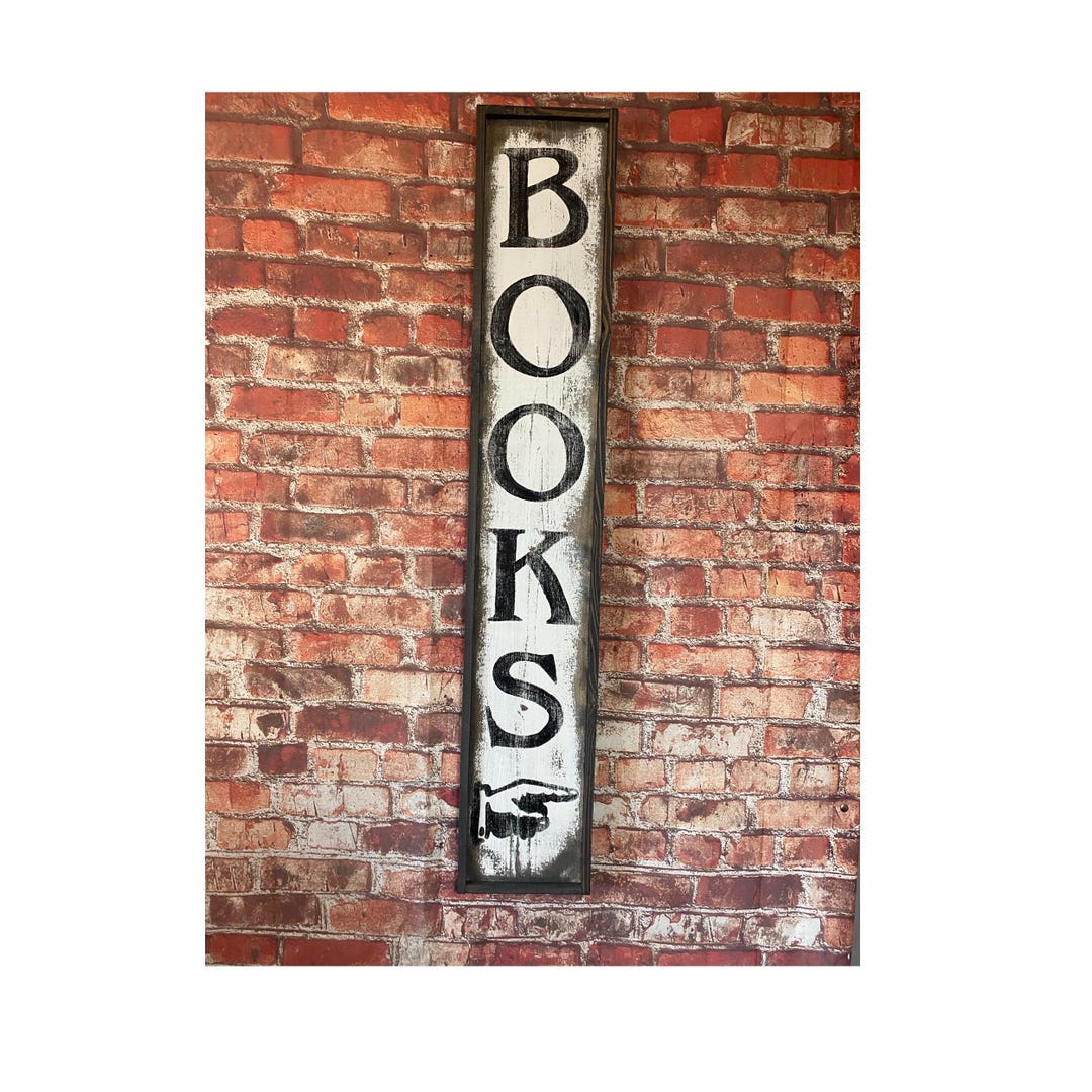 Wood Sign | "books" | Distressed Sign | Vintage Inspired | Hand Painted ...