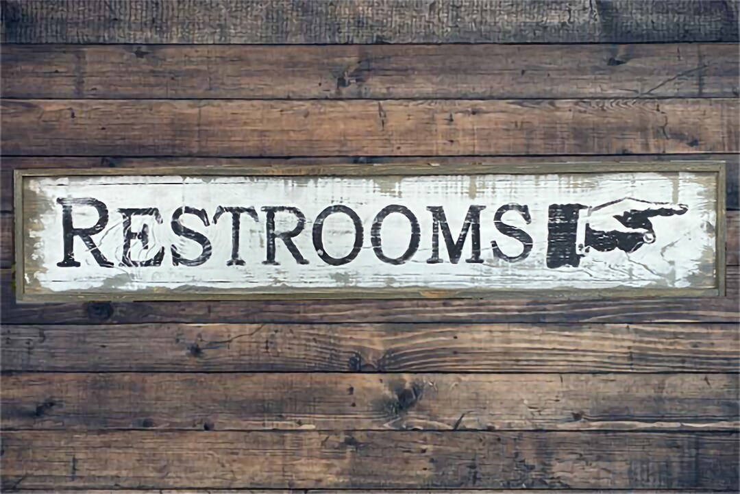 RESTROOMS | Shop Sign | Bathroom Sign | Store Restroom Sign ...