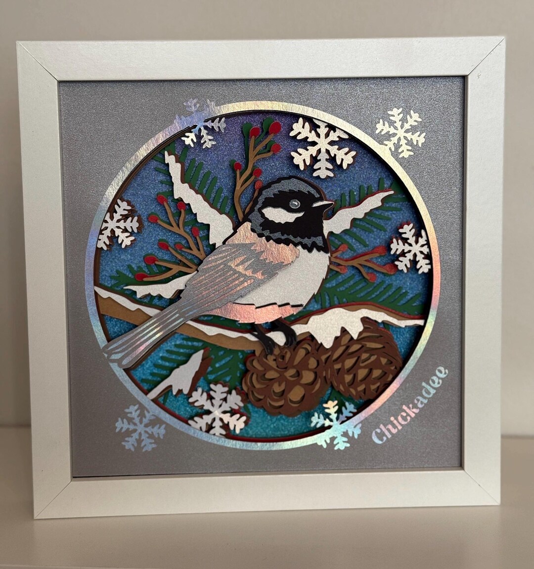 Chickadee 3D Shadow Box, Chickadee Gift, Chickadee Wall Art, Chickadee ...