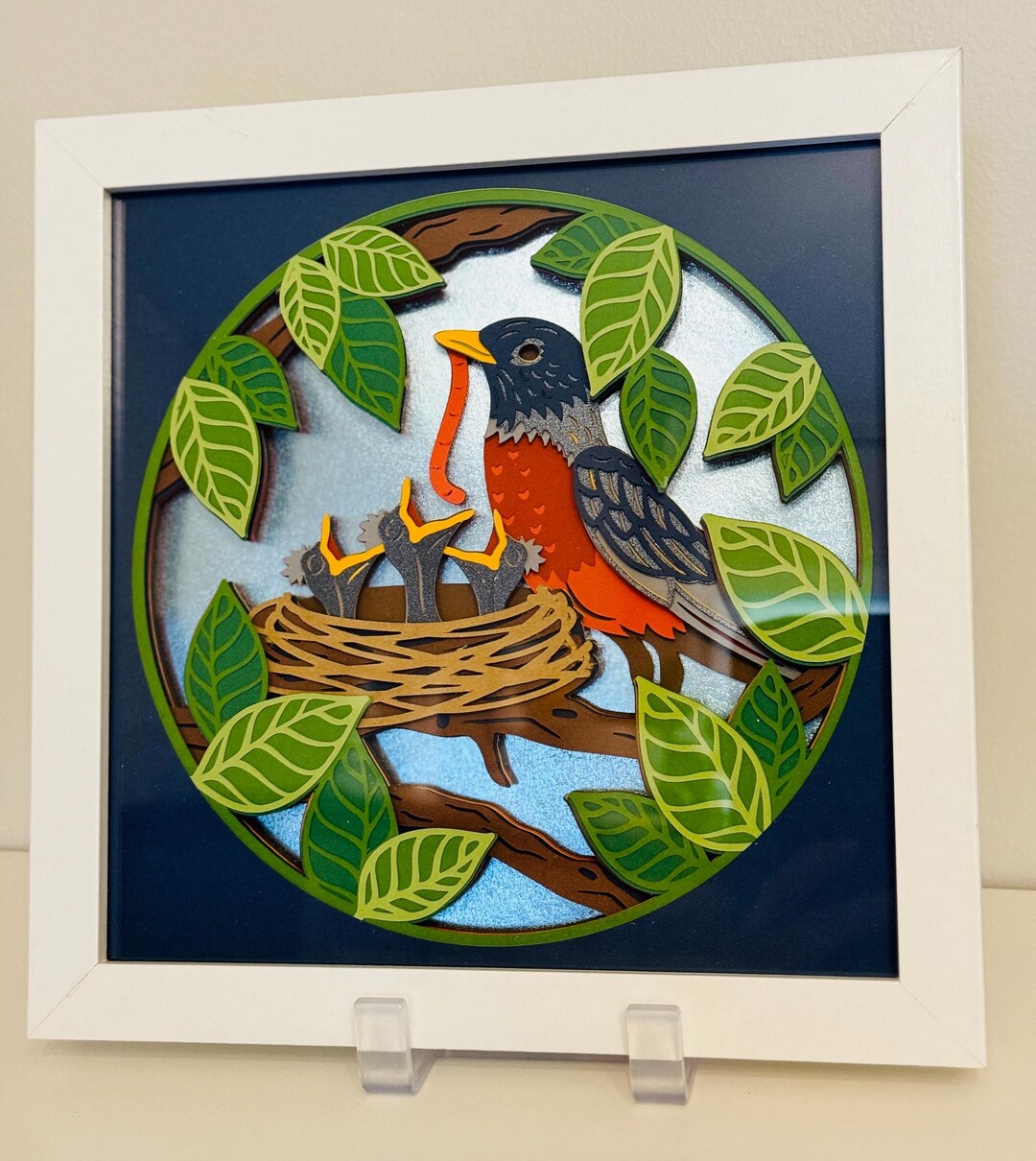 Robin Shadow Box, Handcrafted, 8x8, Wall Table Decor, Nature Lover Gift ...