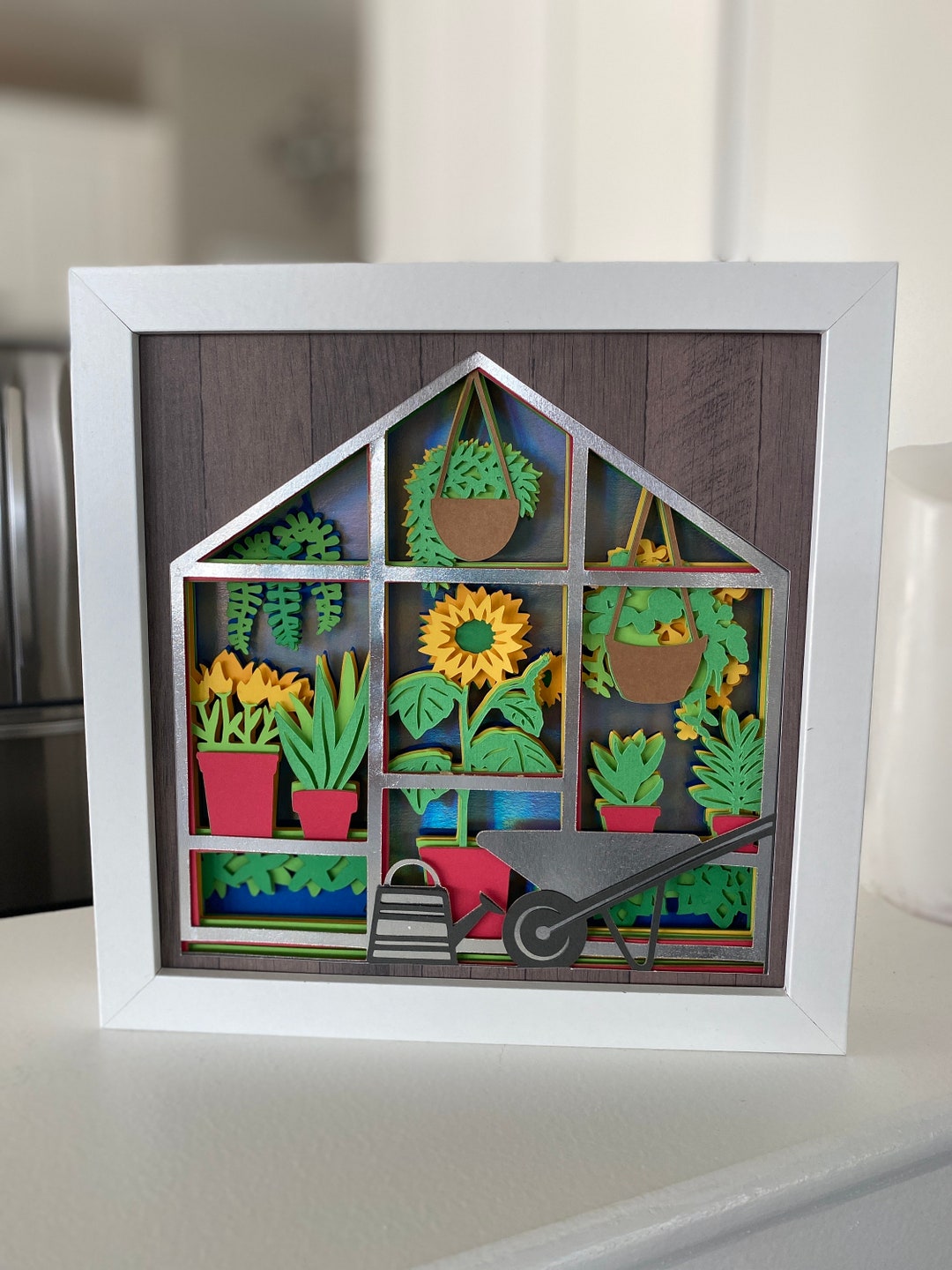 Greenhouse 3D Shadow Box, Handmade, Glass Protected Wood Frame ...