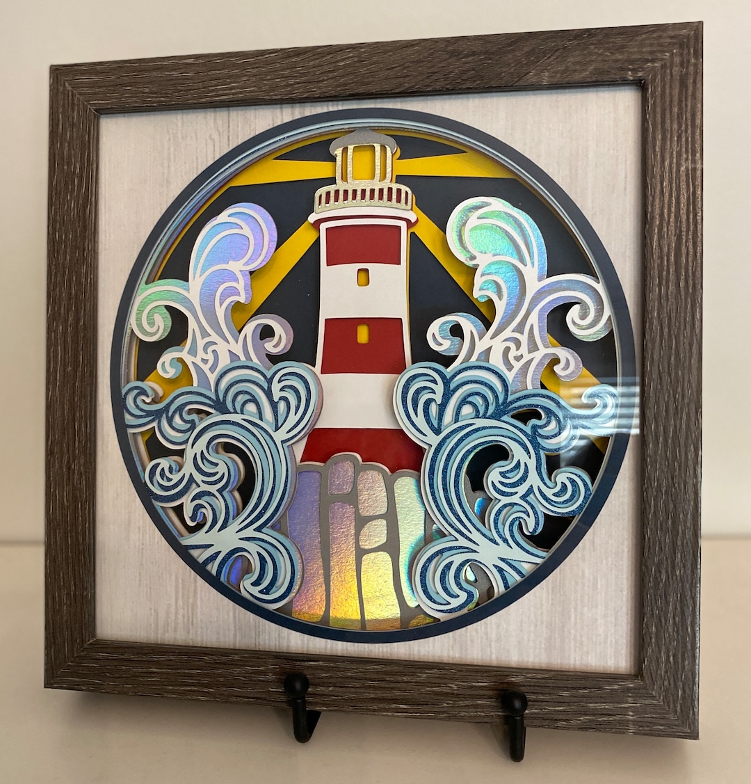 Lighthouse 3D Shadow Box Art, Handcrafted, 8x8, Wall Table Decor ...