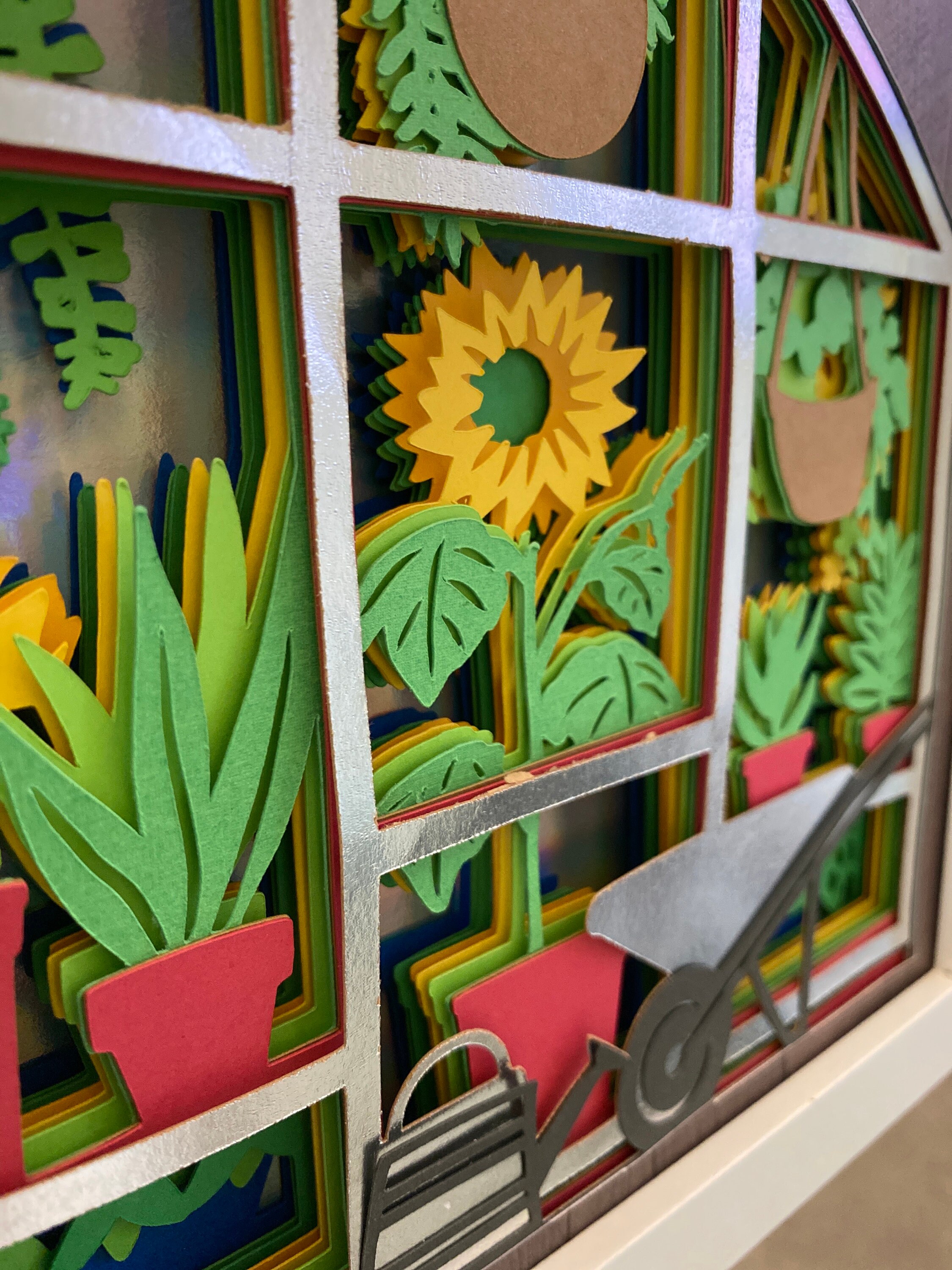 Greenhouse 3D Shadow Box, Handmade, Glass Protected Wood Frame ...