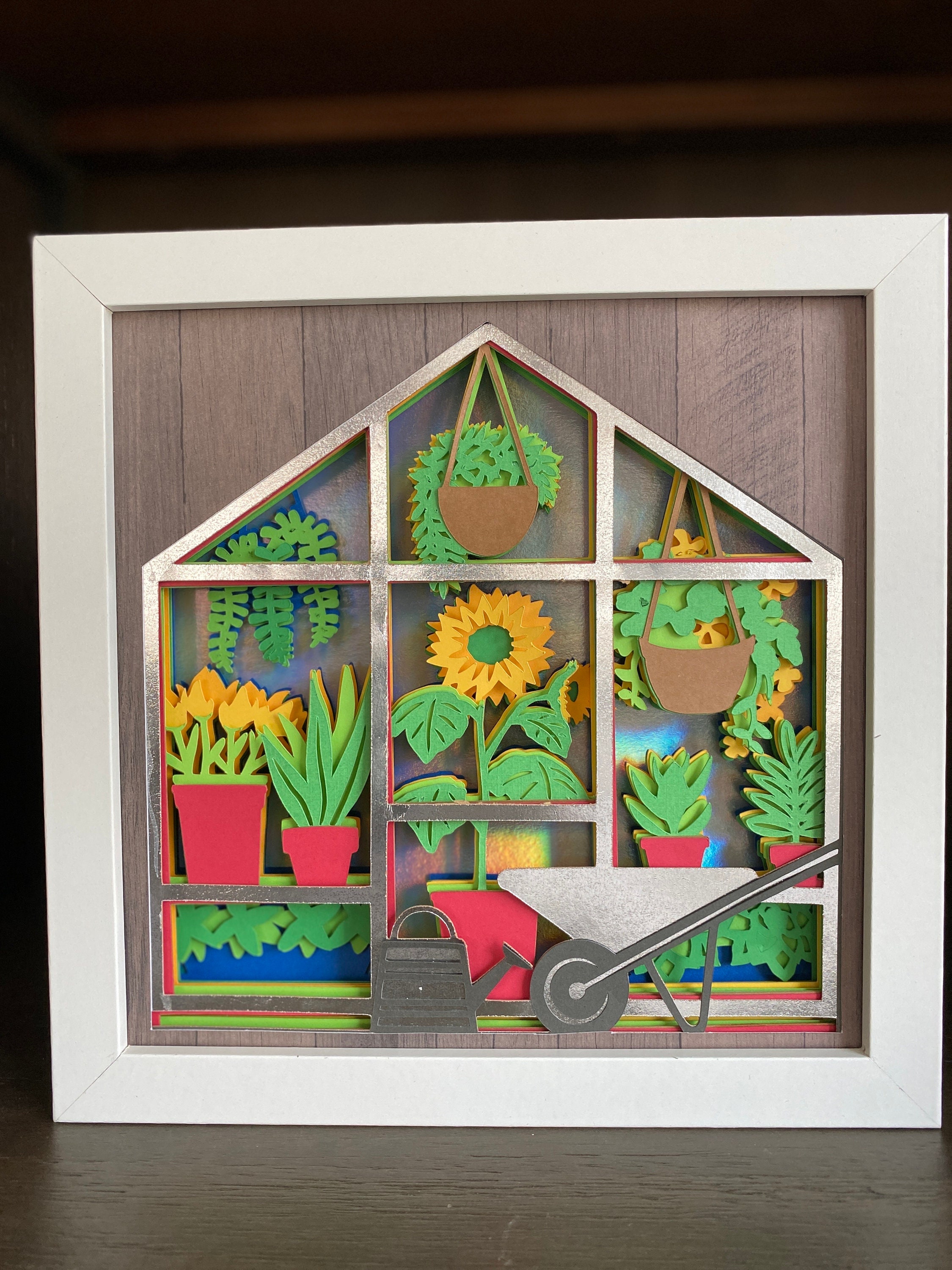 Greenhouse 3D Shadow Box, Handmade, Glass Protected Wood Frame ...