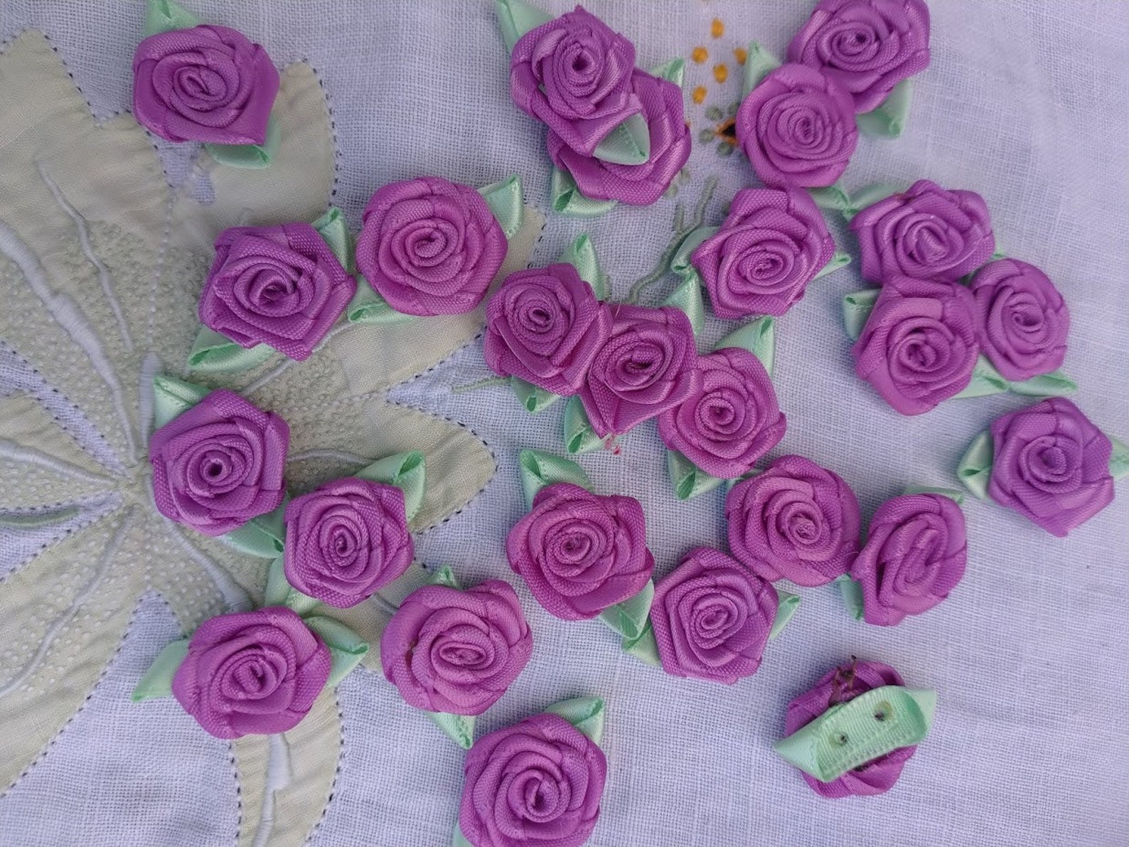 Purple Satin Ribbon Rosettes 5/8 Flat Ribbon Flower With - Etsy UK