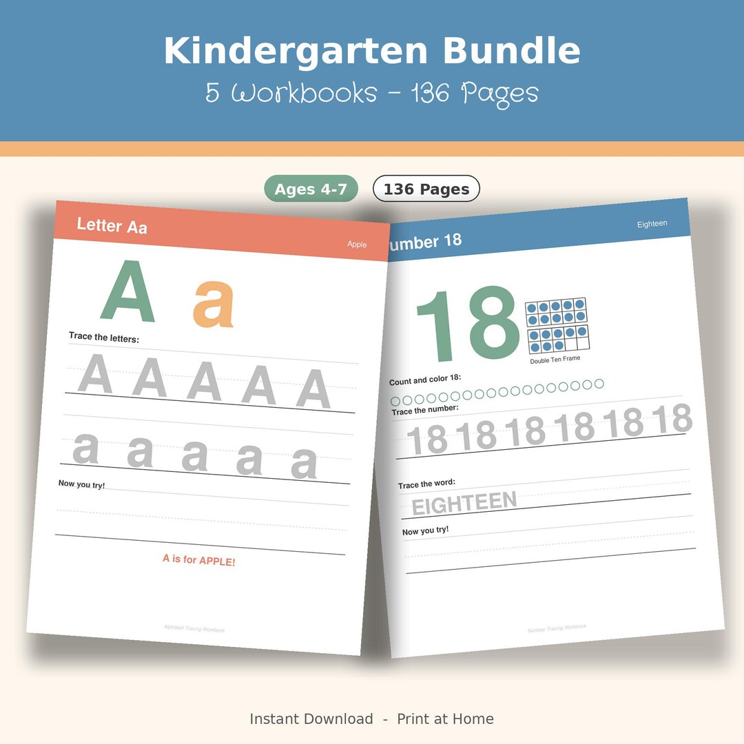 Kindergarten Readiness Bundle Printable | Alphabet Numbers Sight Words ...