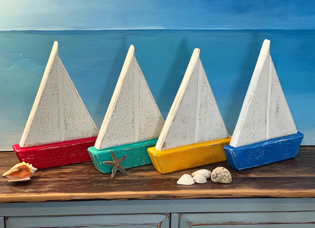 Wooden Sailboat - Rustic Nautical Decor - Etsy