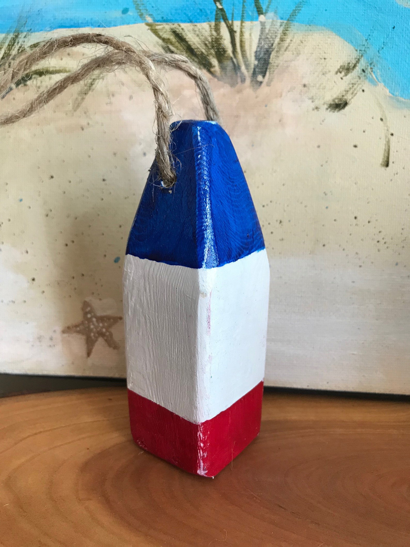 Miniature Wood Lobster Buoys - Rustic Beach Decor- Key Chain - Ornament ...