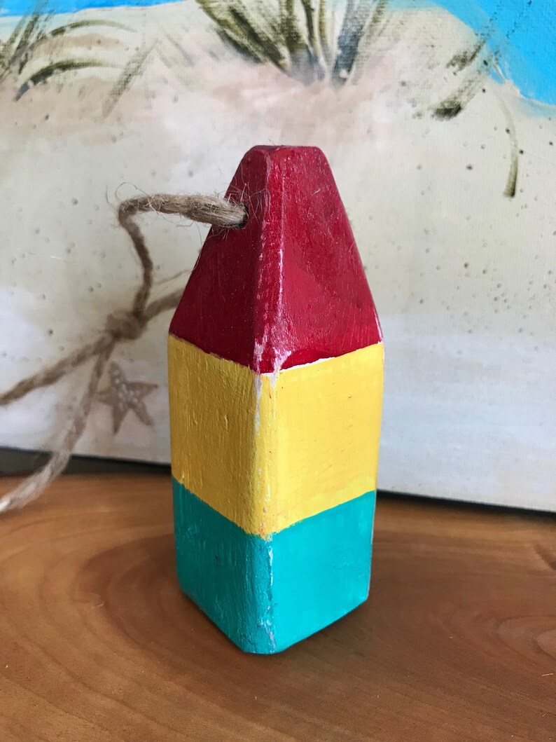 Miniature Wood Lobster Buoys - Rustic Beach Decor- Key Chain - Ornament ...