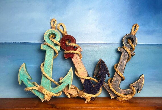 Rustic Wood Anchor Sign Beach Decor Nautical Wall Art | Etsy