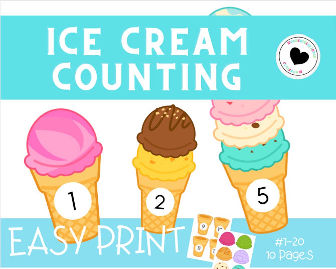 SPRING Ice Cream Scoop Counting Printable Activity / Task for Toddler ...