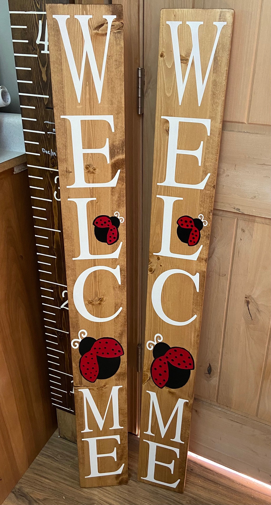 Welcome Ladybug Sign Entryway Welcome With Painted Ladybugs | Etsy