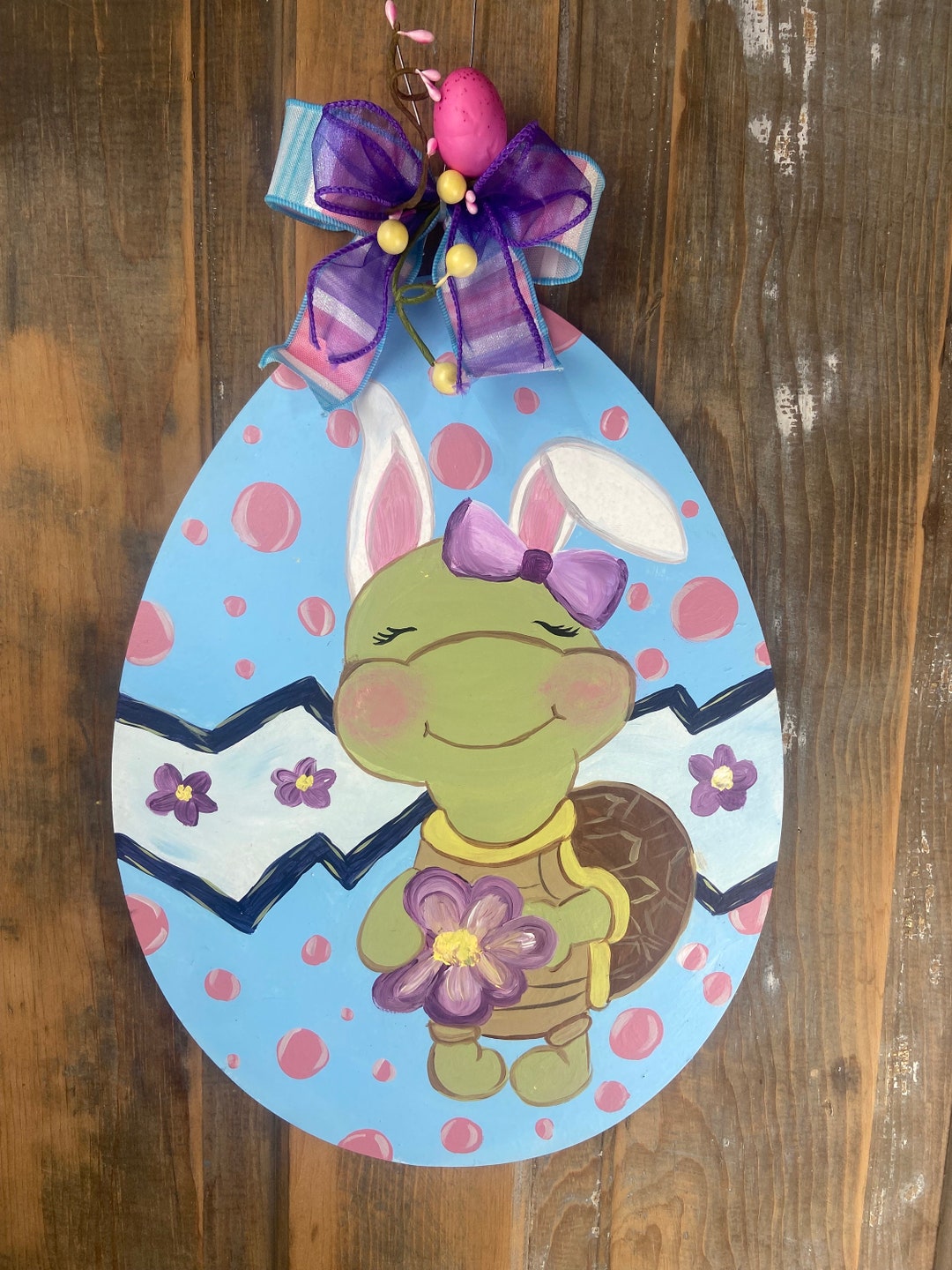 Easter Turtle With Bunny Ears Door Hanger! Front Door Decor, Spring ...