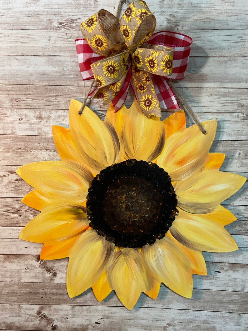 Painted Sunflower Door Hanger Front Door Decor Summer Fall - Etsy