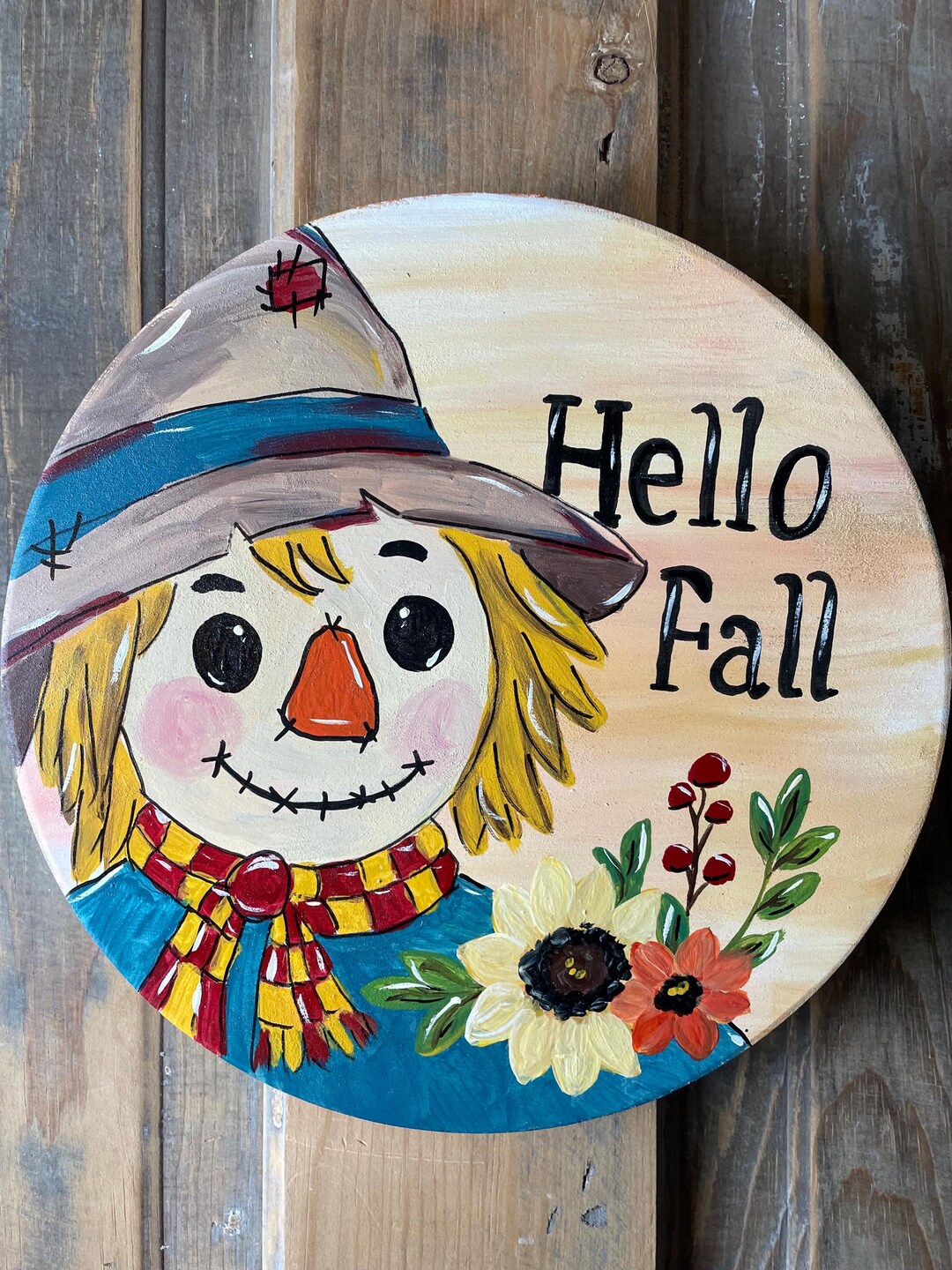 Hand-painted Scarecrow Fall Sign – Rustic Farmhouse Décor - Etsy