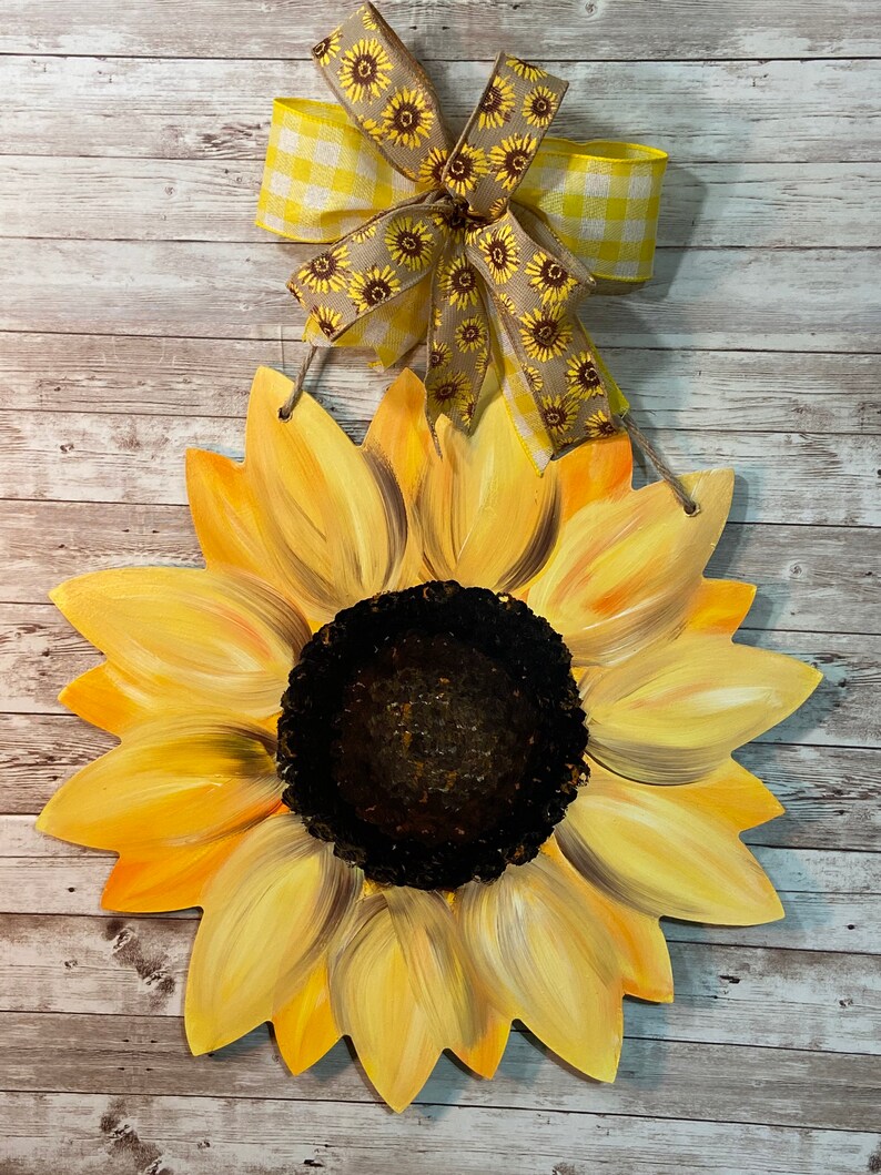 Painted Sunflower Door Hanger Front Door Decor Summer Fall - Etsy