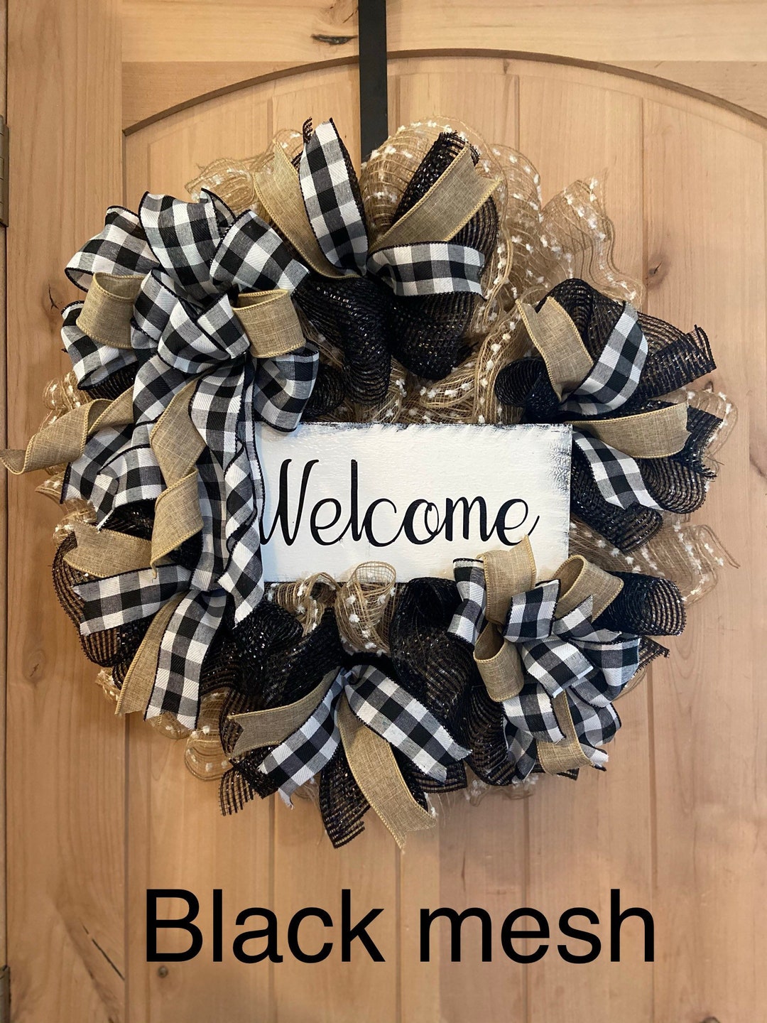 Welcome Wreaths for Front Door Rustic Country With Buffalo Plaid Design ...