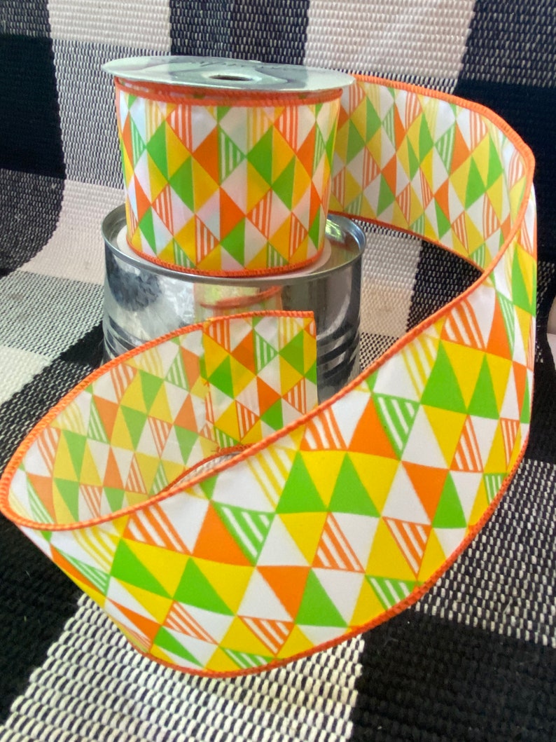 Triangles Ribbon Holiday Ribbon 2.5 Inch Wired - Etsy