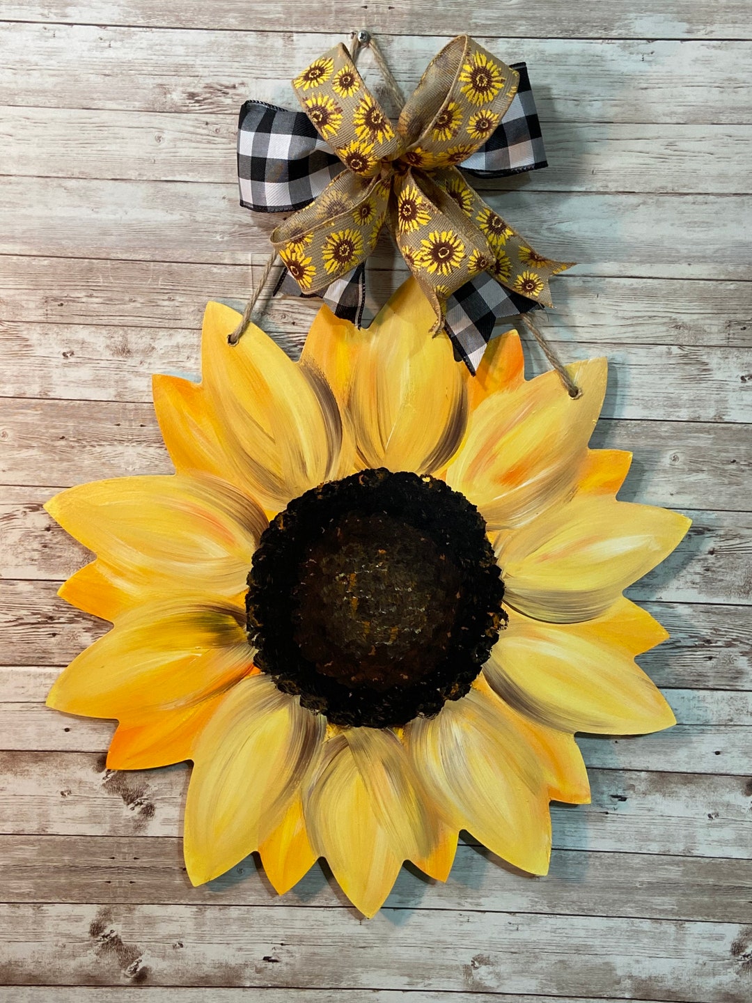 Painted Sunflower Door Hanger, Front Door Decor, Summer Flower, Front ...