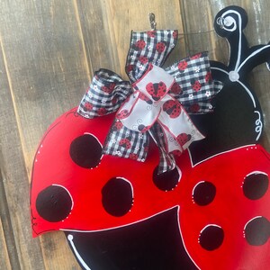 Welcome Ladybug Door Hanger, Entryway Welcome With Painted Ladybugs ...