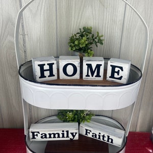 Rustic Farmhouse Home, Family & Faith Tier Tray Small Signs Set Home ...