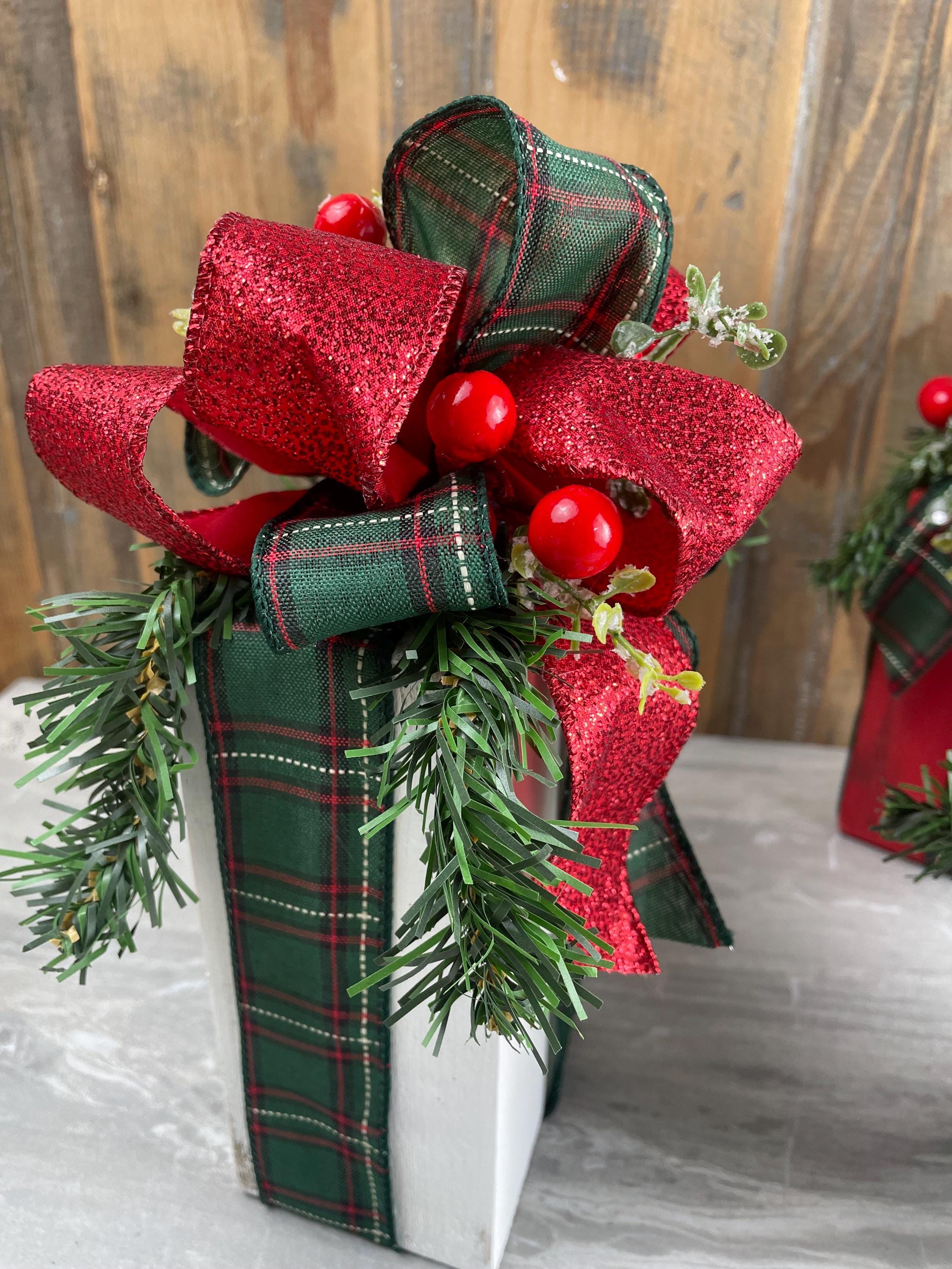 Handmade Christmas Gift Box Decor • Rustic Holiday Centerpiece Set - Etsy