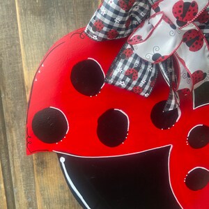 Welcome Ladybug Door Hanger, Entryway Welcome With Painted Ladybugs ...
