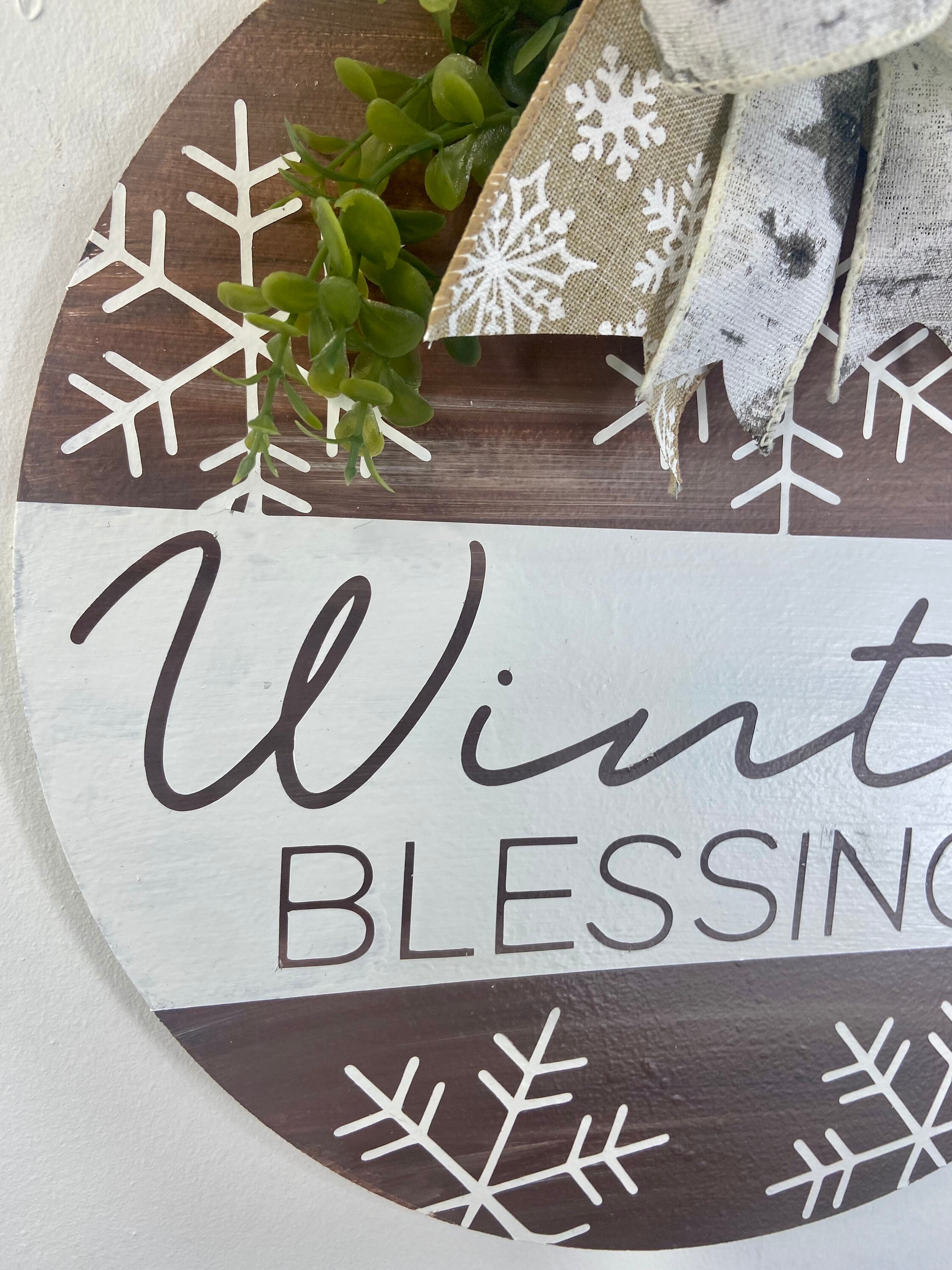 Holiday White Snowflake 12 Inch Circle With Winter Blessings - Etsy