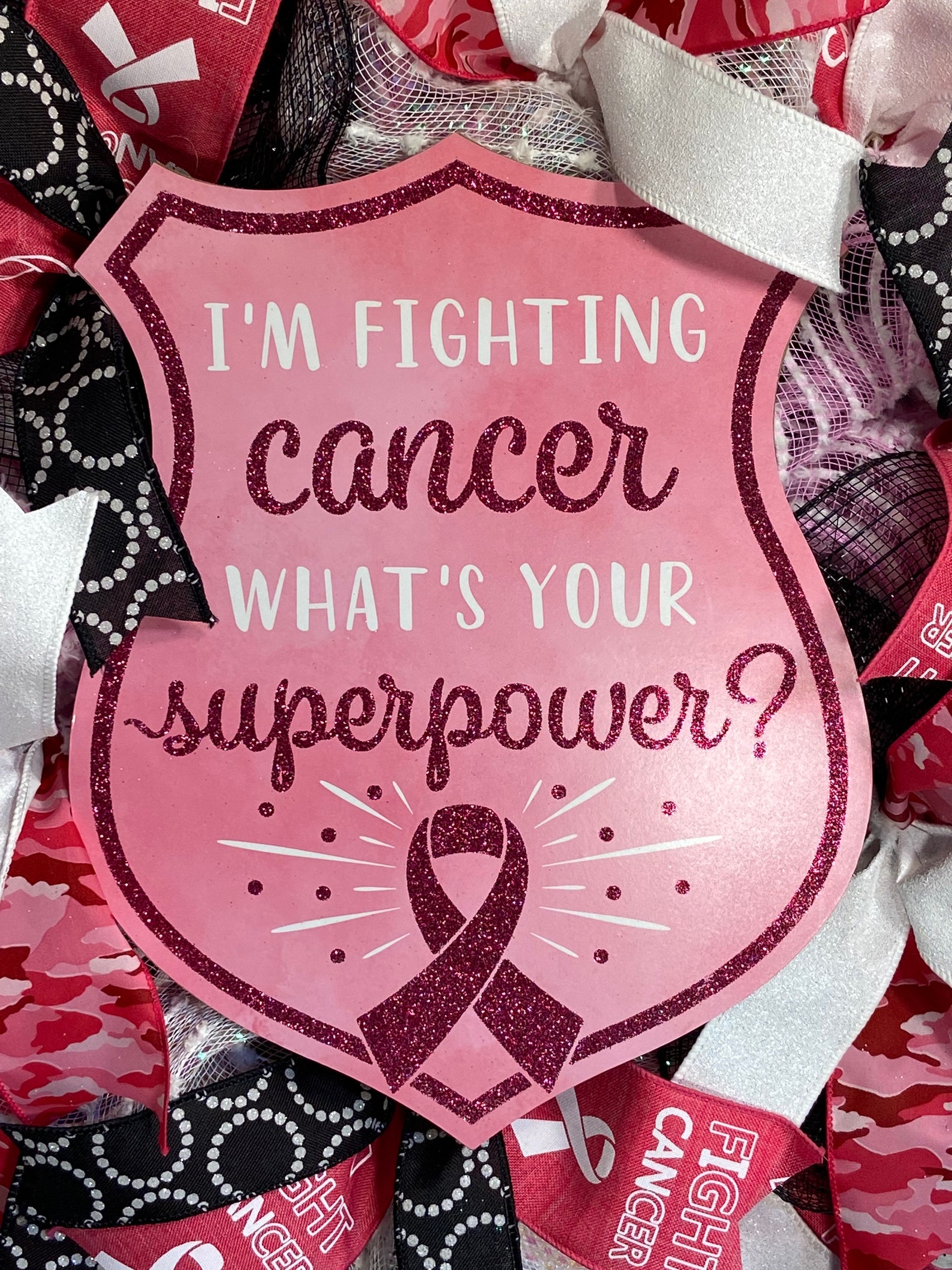 Awareness Wreath Im Figurine Cancer Whats Your Super Power - Etsy
