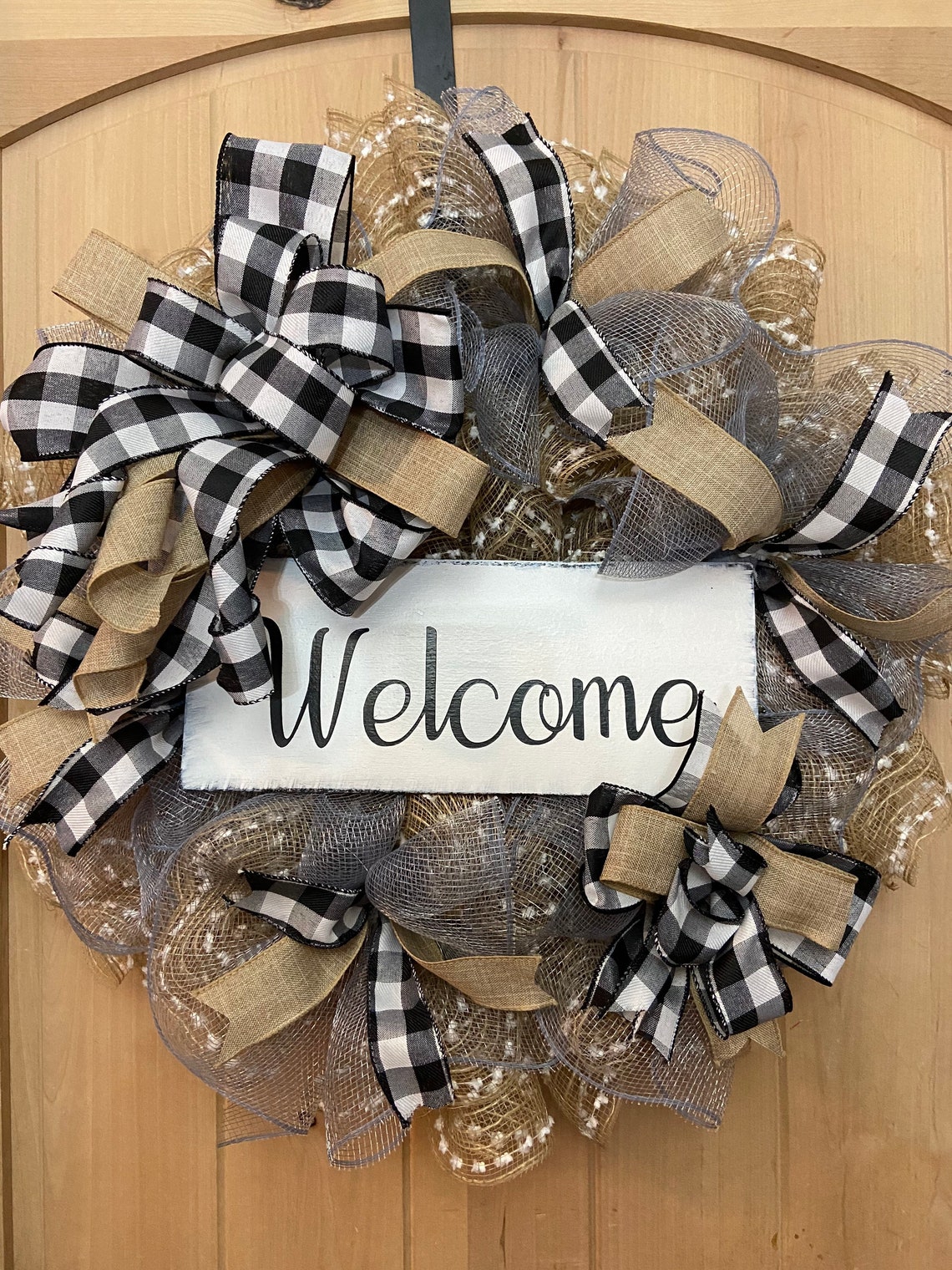 Welcome Wreaths for Front Door Rustic Country With Buffalo - Etsy