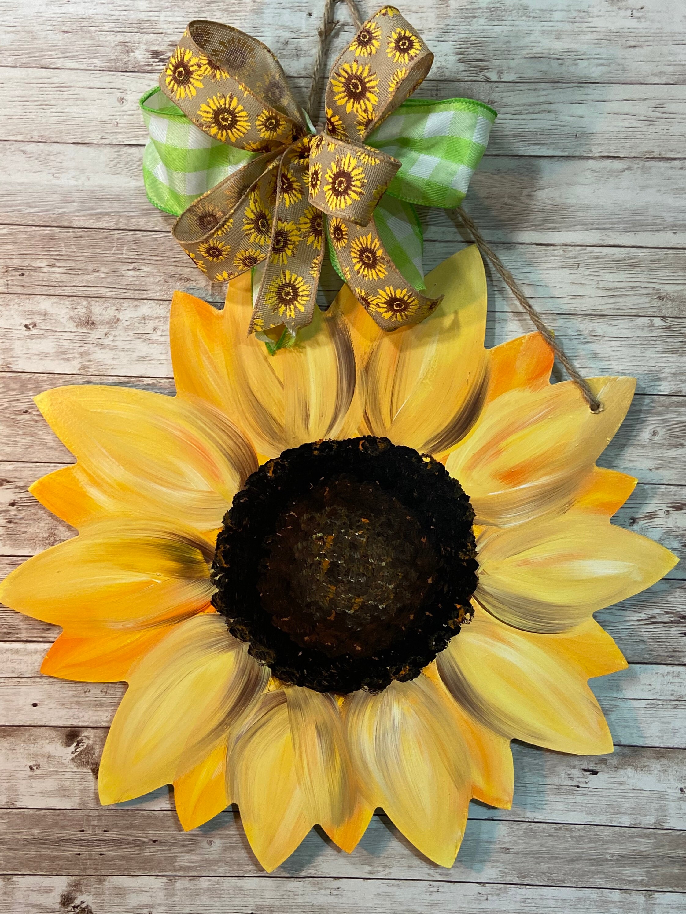 Painted Sunflower Door Hanger Front Door Decor Summer Fall - Etsy