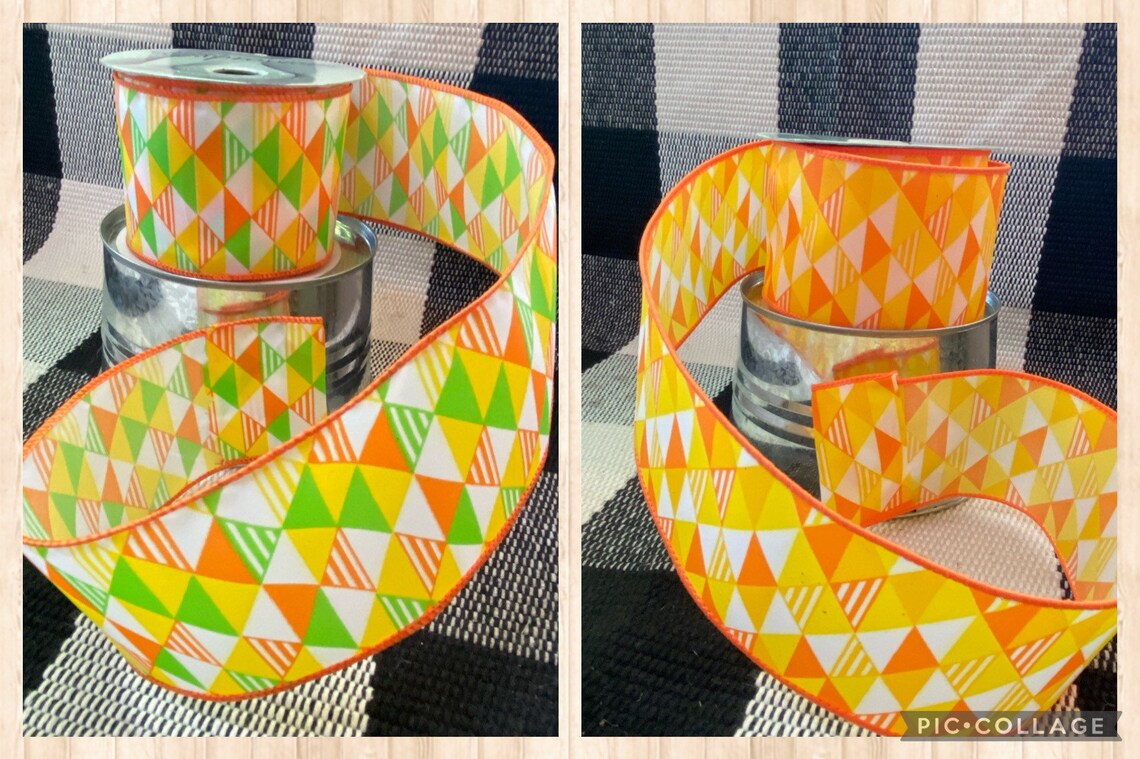 Triangles Ribbon Holiday Ribbon 2.5 Inch Wired - Etsy