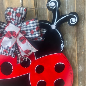Welcome Ladybug Door Hanger, Entryway Welcome With Painted Ladybugs ...