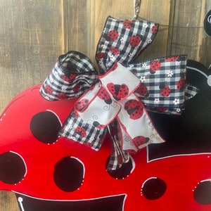 Welcome Ladybug Door Hanger, Entryway Welcome With Painted Ladybugs ...