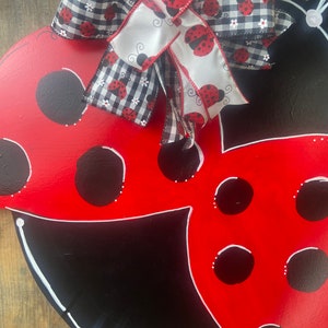 Welcome Ladybug Door Hanger, Entryway Welcome With Painted Ladybugs ...