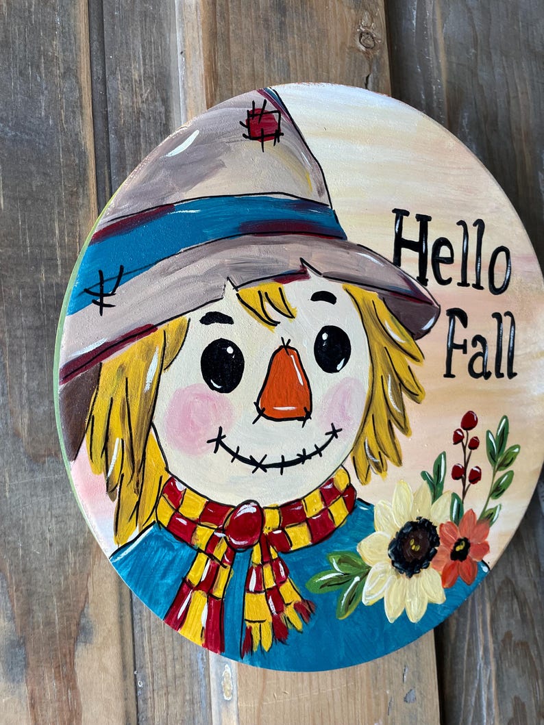 Hand-painted Scarecrow Fall Sign – Rustic Farmhouse Décor - Etsy