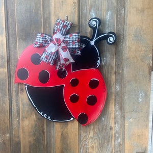 Welcome Ladybug Door Hanger, Entryway Welcome With Painted Ladybugs ...