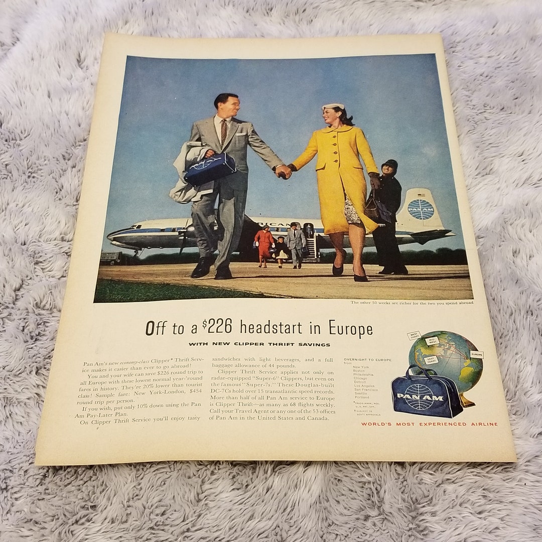 Vintage Pan Am Airlines Ad From a 1958 Life Magazine - Etsy