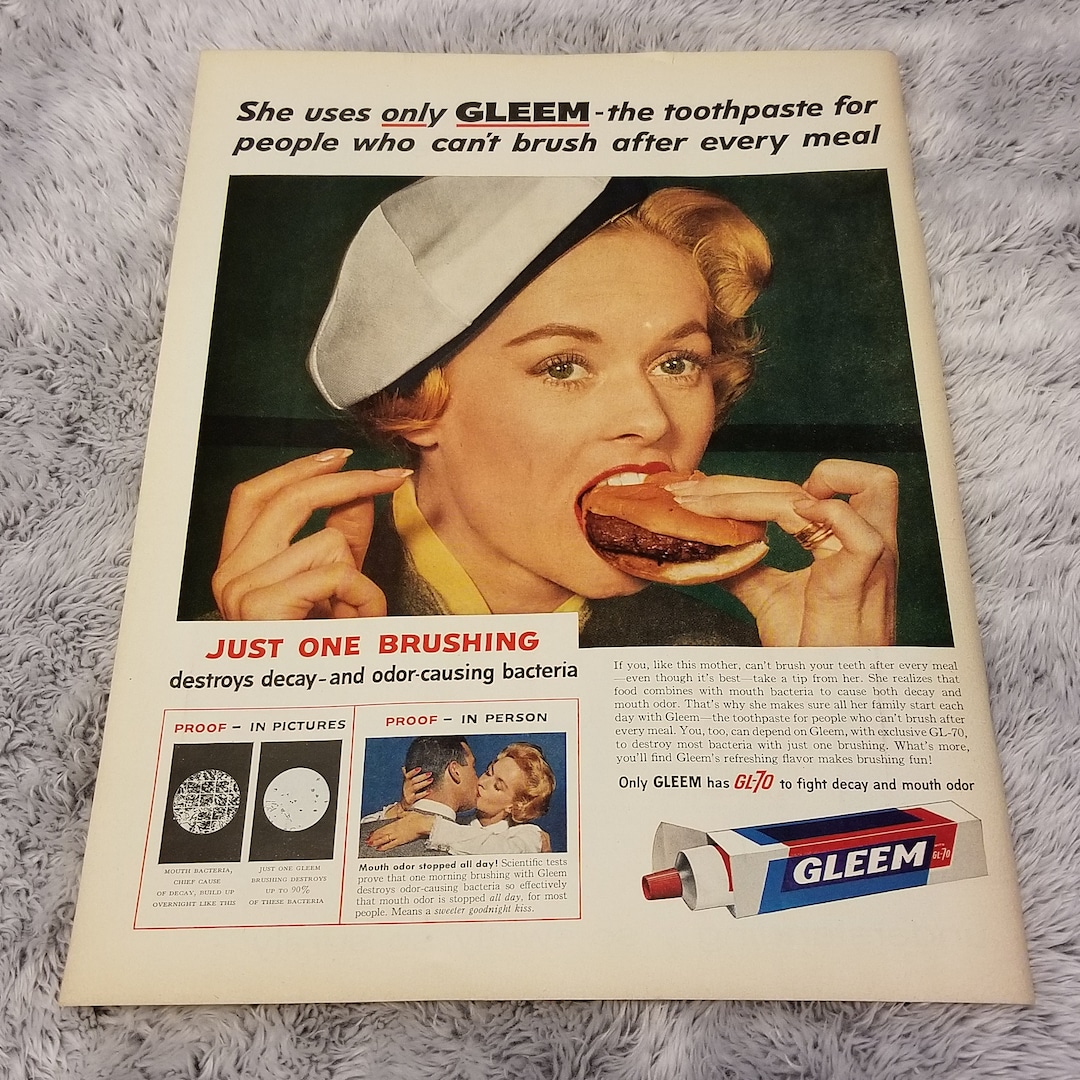 Vintage Gleem Toothpaste Ad From a 1958 Life Magazine - Etsy